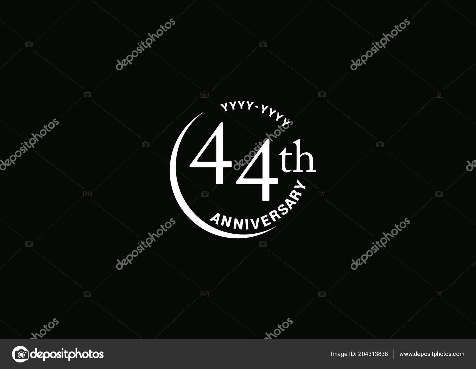 Forty Fourth Anniversary White Sign Black Background Vector ...