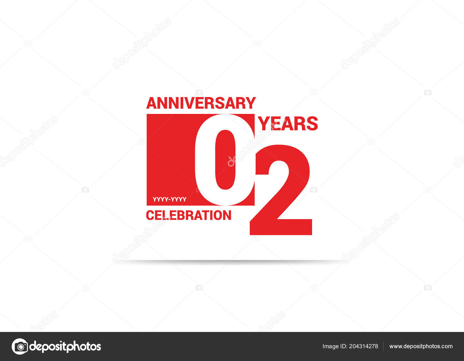Two Years Anniversary Red Sign Square White Background Vector ...