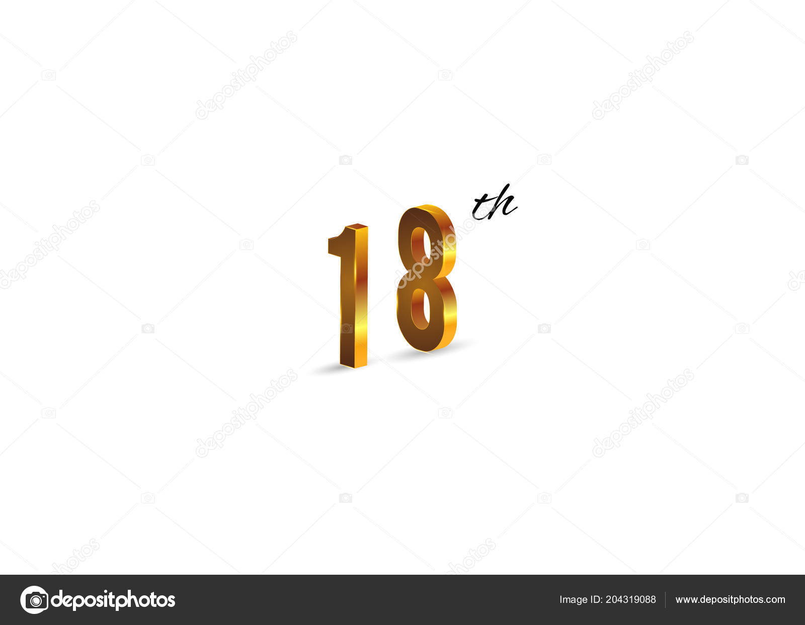 18Th Golden Symbol White Background Vector Illustration Stock Vector by ...