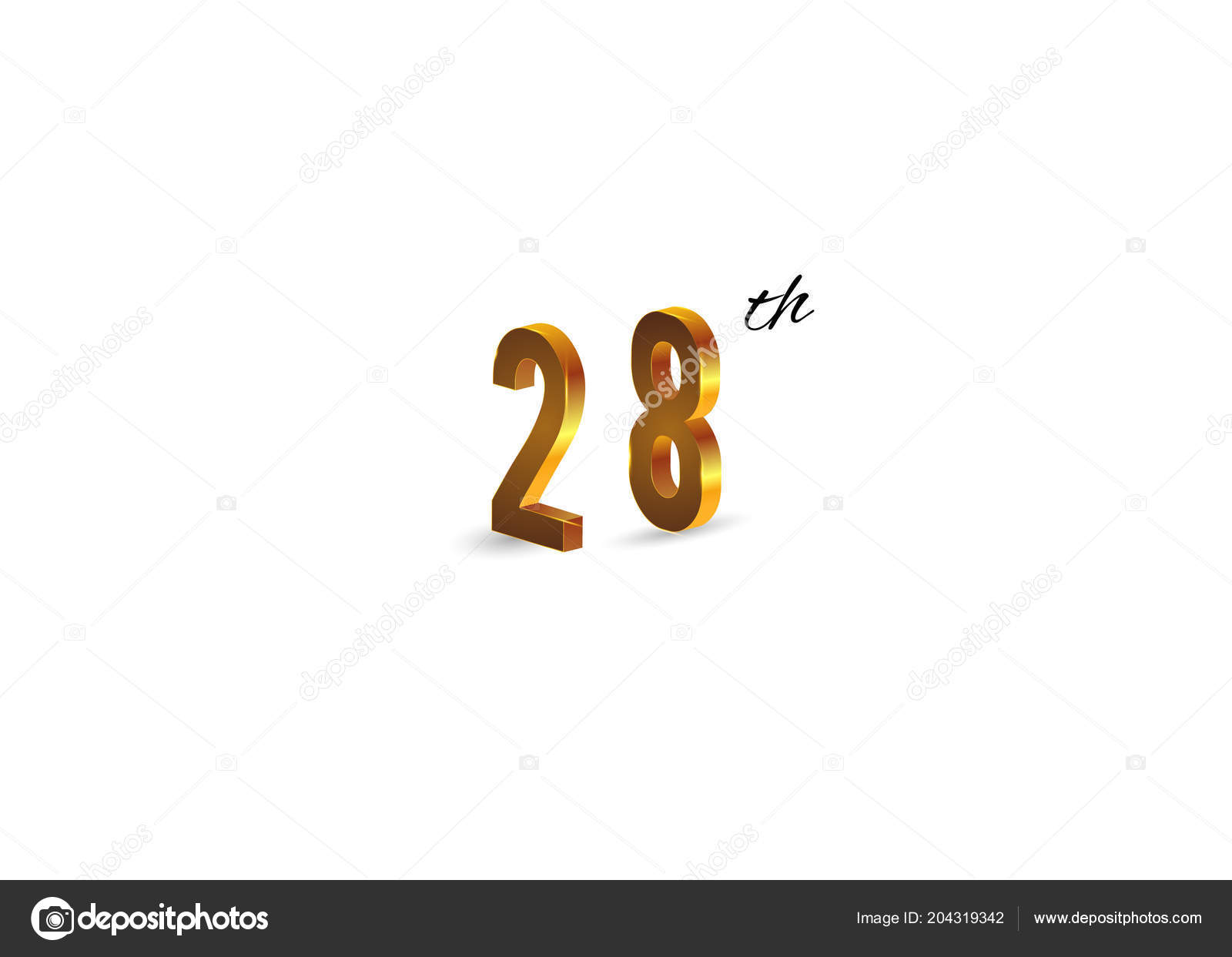 28Th Golden Symbol White Background Vector Illustration Stock Vector by ...