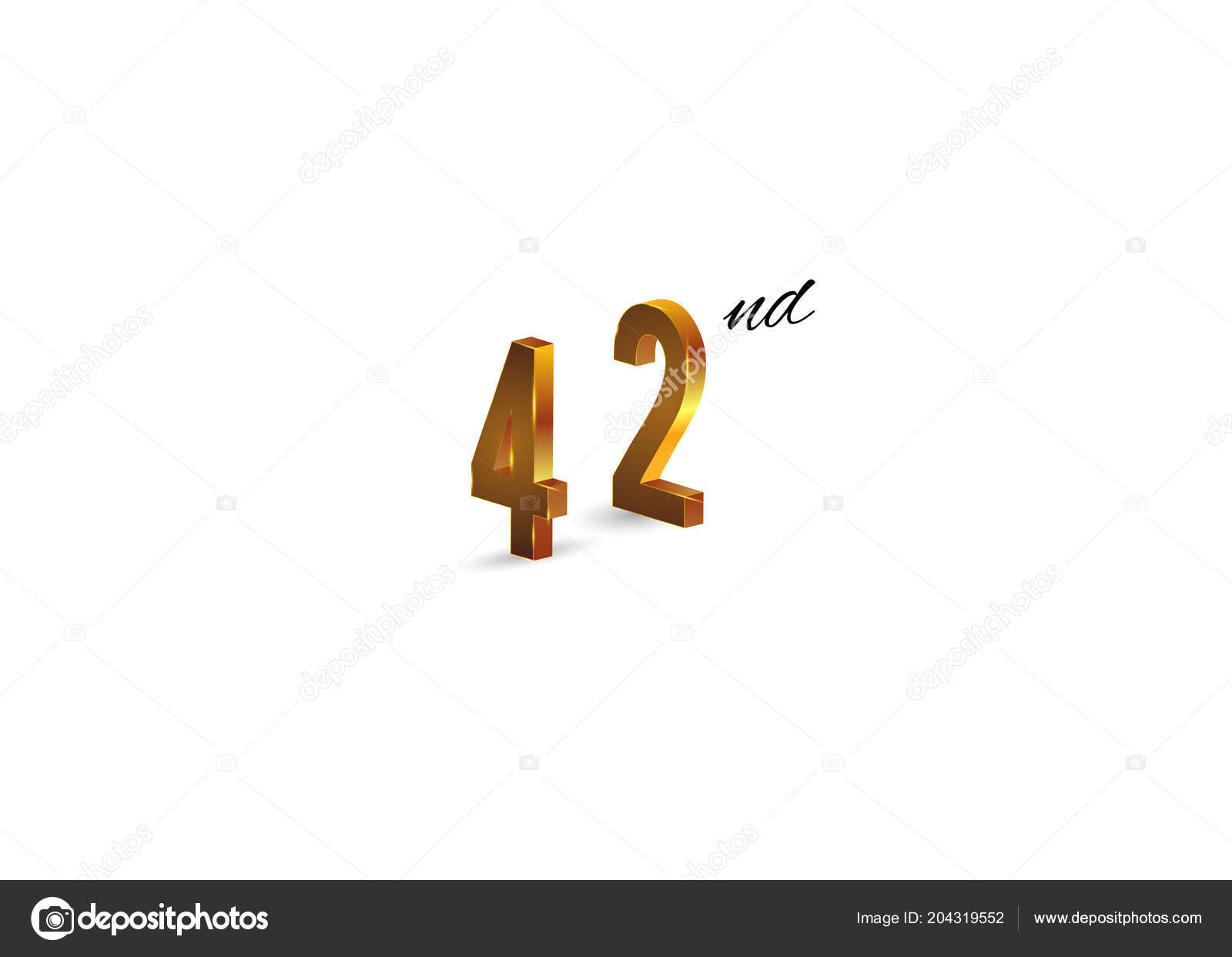 42Nd Golden Symbol White Background Vector Illustration Stock Vector by ...