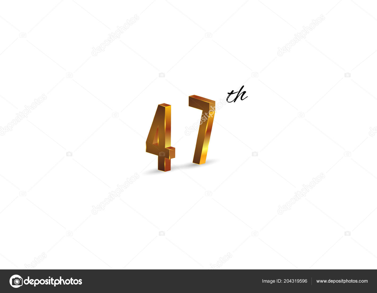 47Th Golden Symbol White Background Vector Illustration Stock Vector ...