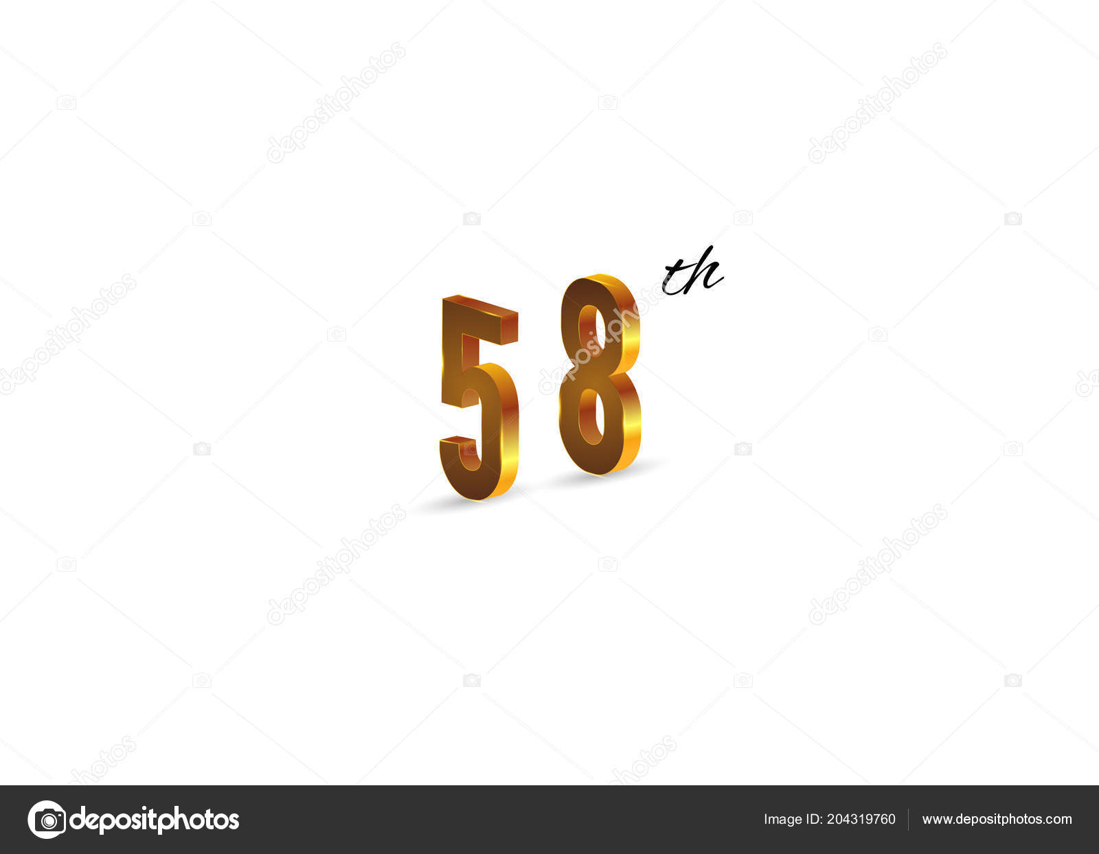 58Th Golden Symbol White Background Vector Illustration Stock Vector ...