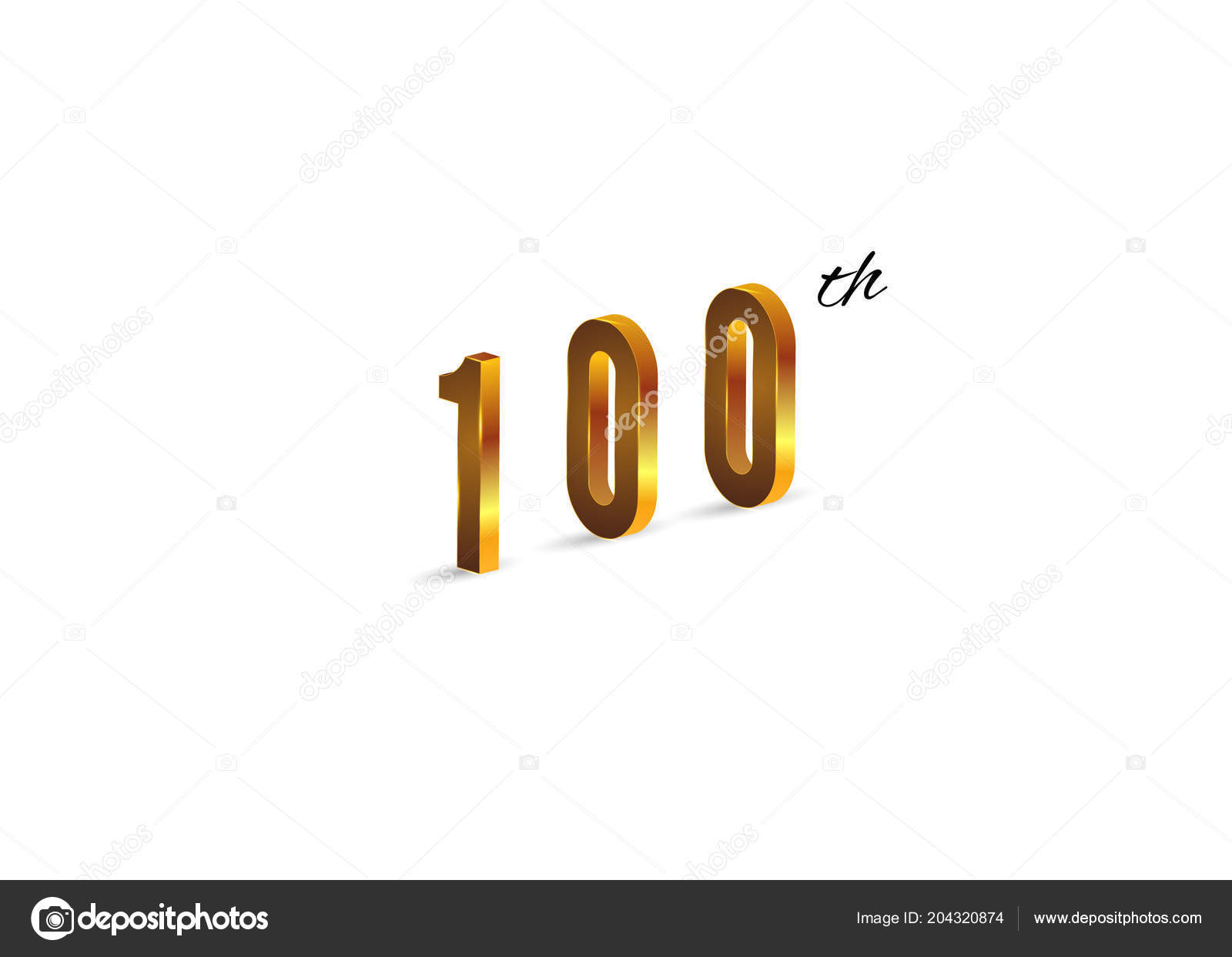 100Th Anniversary Golden Symbol White Background Vector Illustration ...