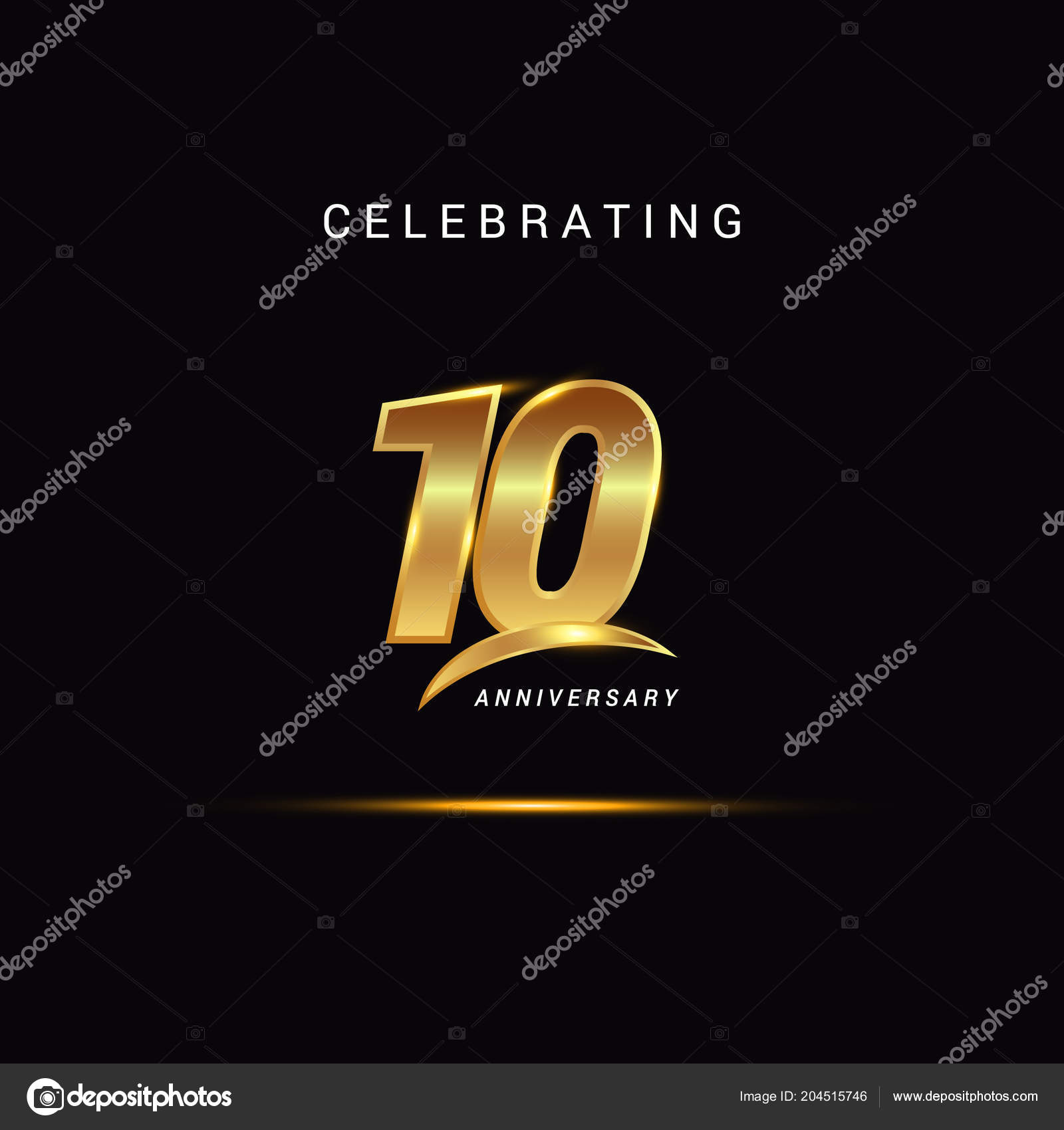Celebrating Anniversary Golden Text Black Background Vector ...