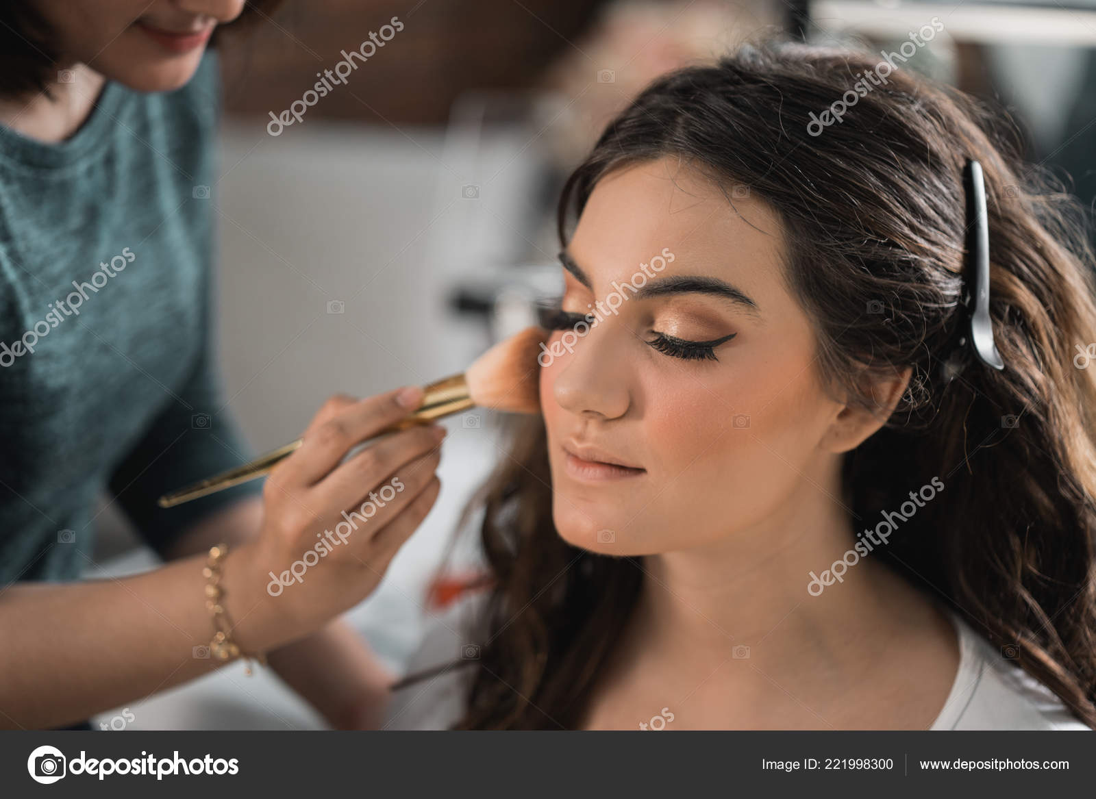 Make-up process for beautiful woman Stock Photo by ©odua 221998300