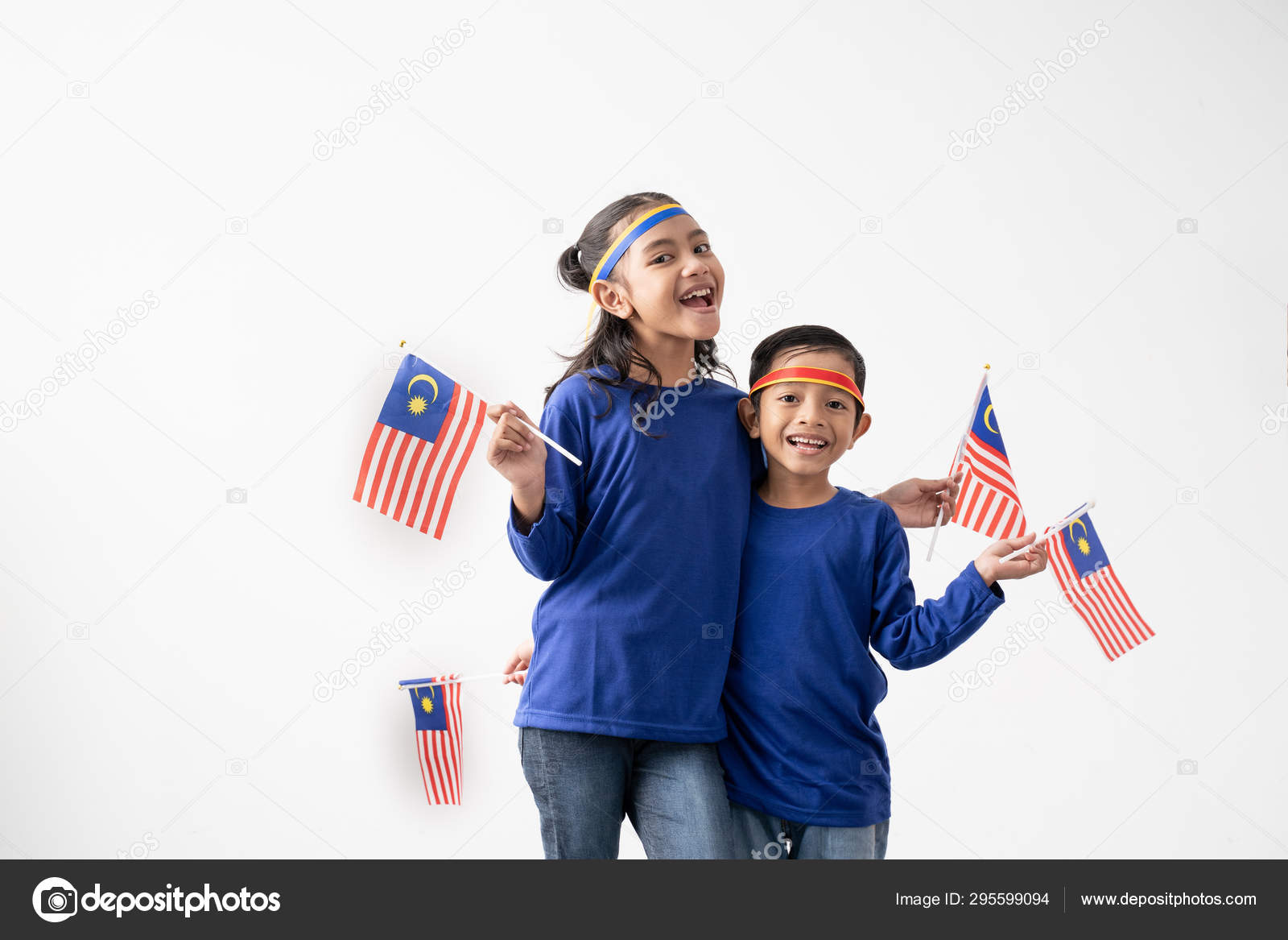 Cute kids holding malaysian flag over white background — Stock Photo ...