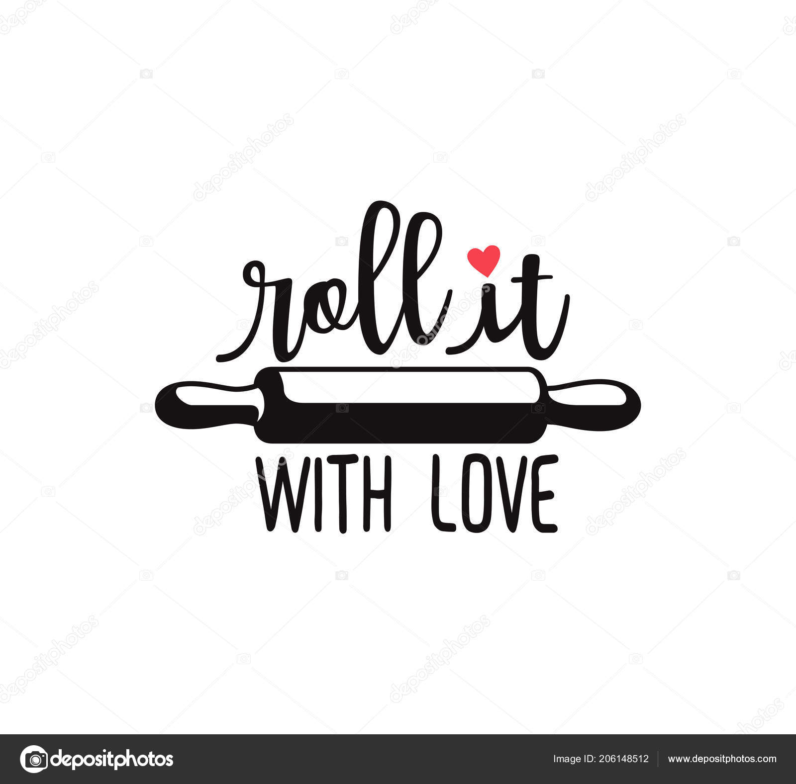 Roll Love Fun Cute Baking Quote Printable Vector Design Template Stock ...