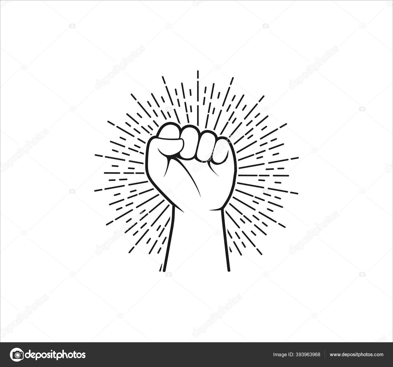 Rising Hand Fist Symbol Power Determination Strong Freedom Vector Logo ...