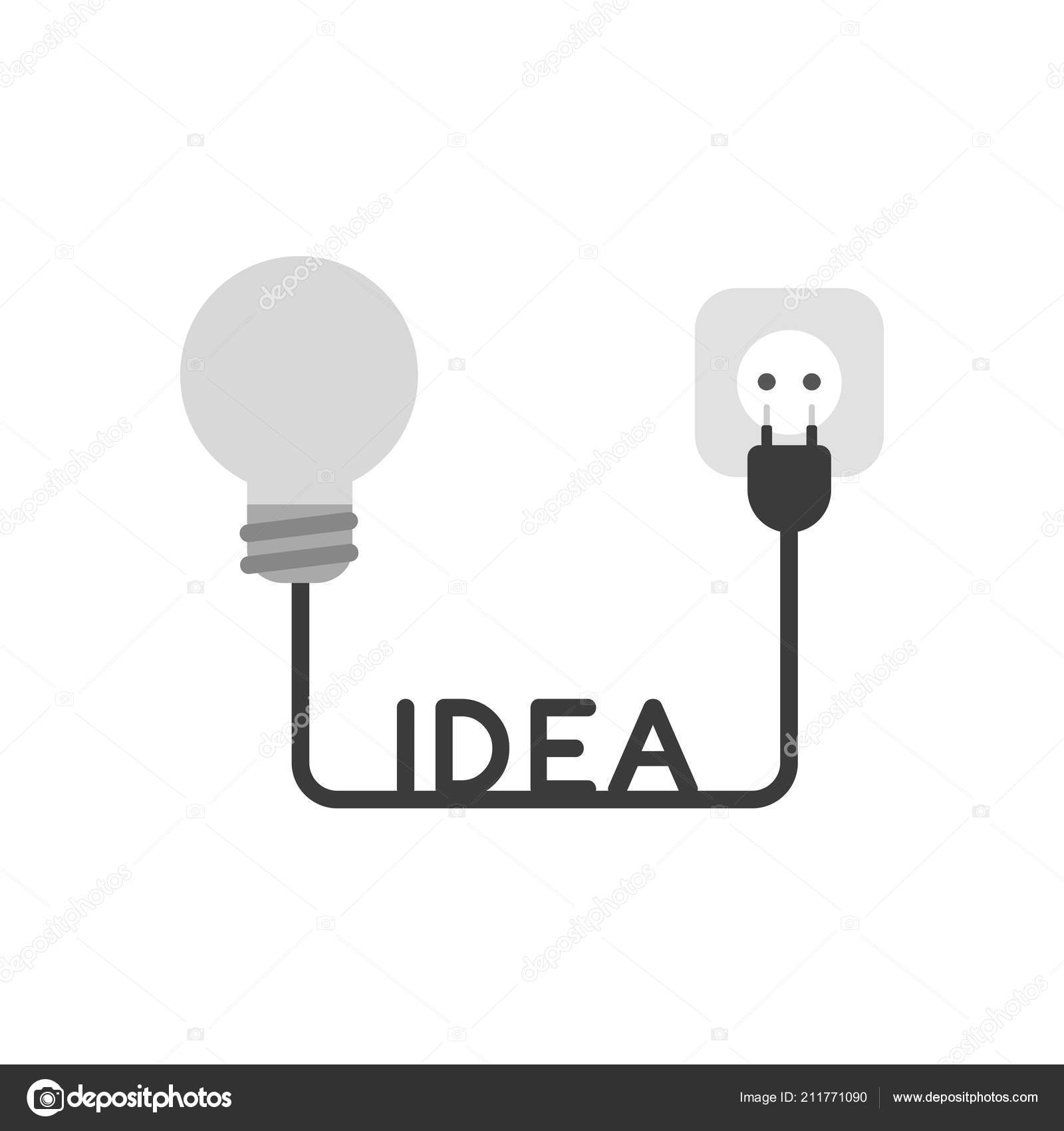 Vector Illustration Icon Concept Grey Light Bulb Idea Cable Plug ...