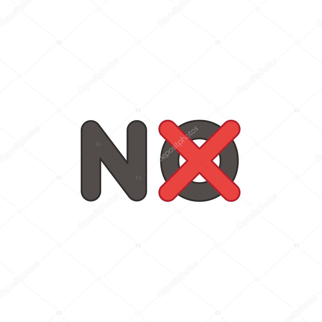Icono de ilustración vectorial concepto de no palabra con marca x ...