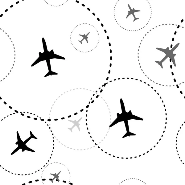 Airplane routes with dotted line, seamless pattern on white background ...