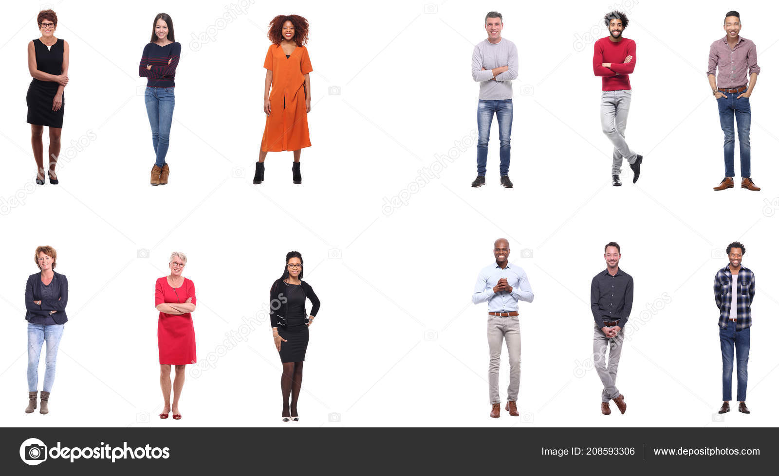 Set Multi Ethnic People Posing White Background Stock Photo by ©Djomas ...