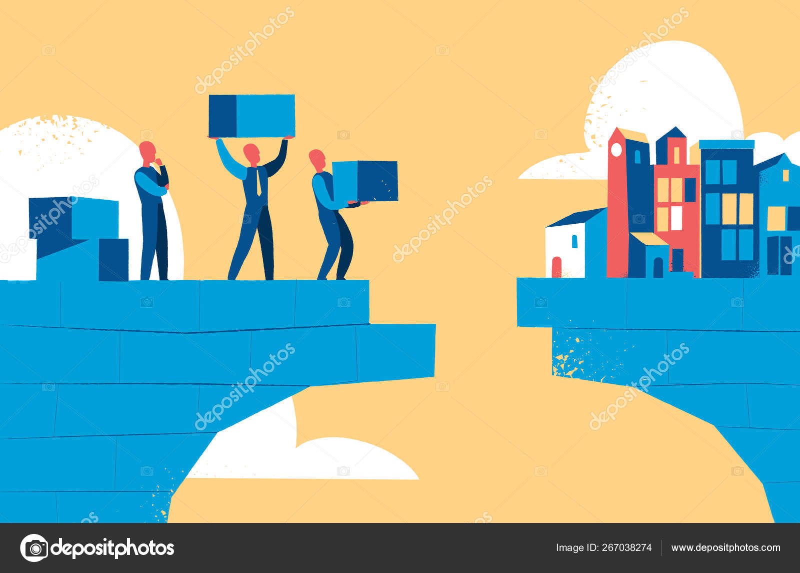 People Building Bridge Connect Two Sides Stock Vector Image by ©Hurca ...