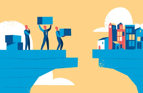 People Building Bridge Connect Two Sides — Stock Vector © Hurca #267038268