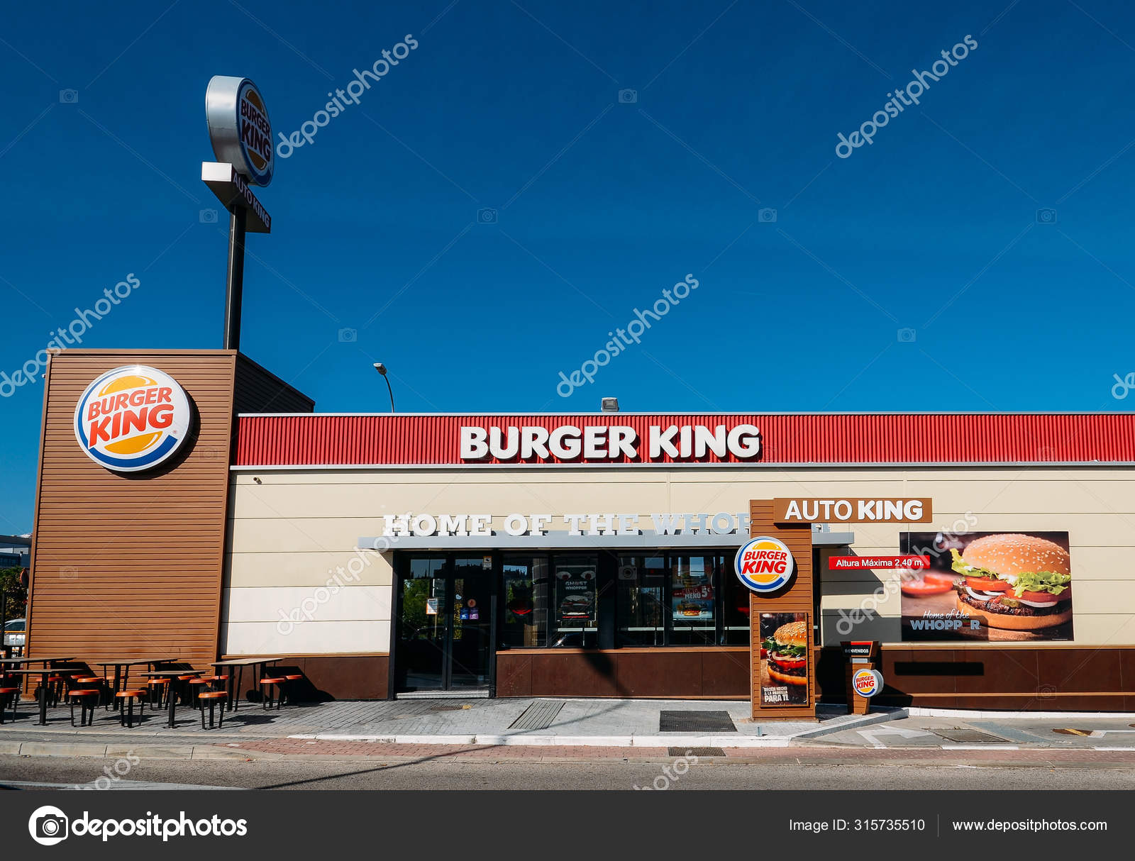 Outside a fast-food Burger King restaurant with a sleek, contemporary ...