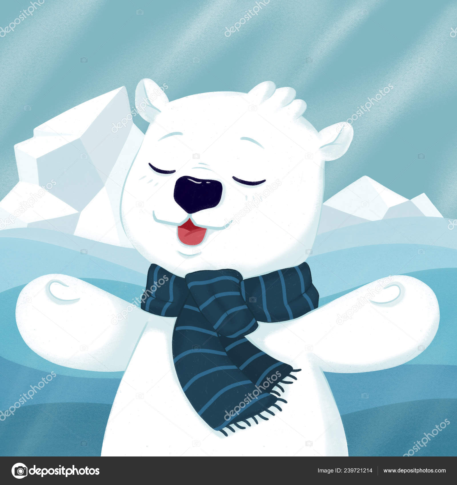 Cute Polar Bear North Kid Illustration Illustration Children's Book ...