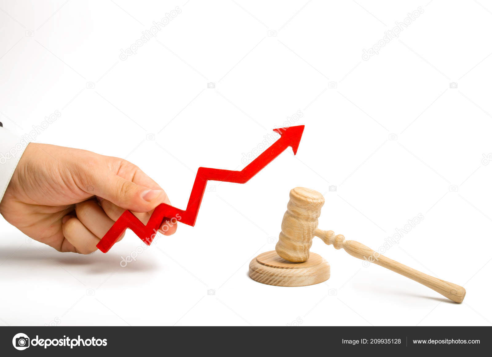 Hand Holds Arrow Judge's Hammer Concept Increasing Percentage ...