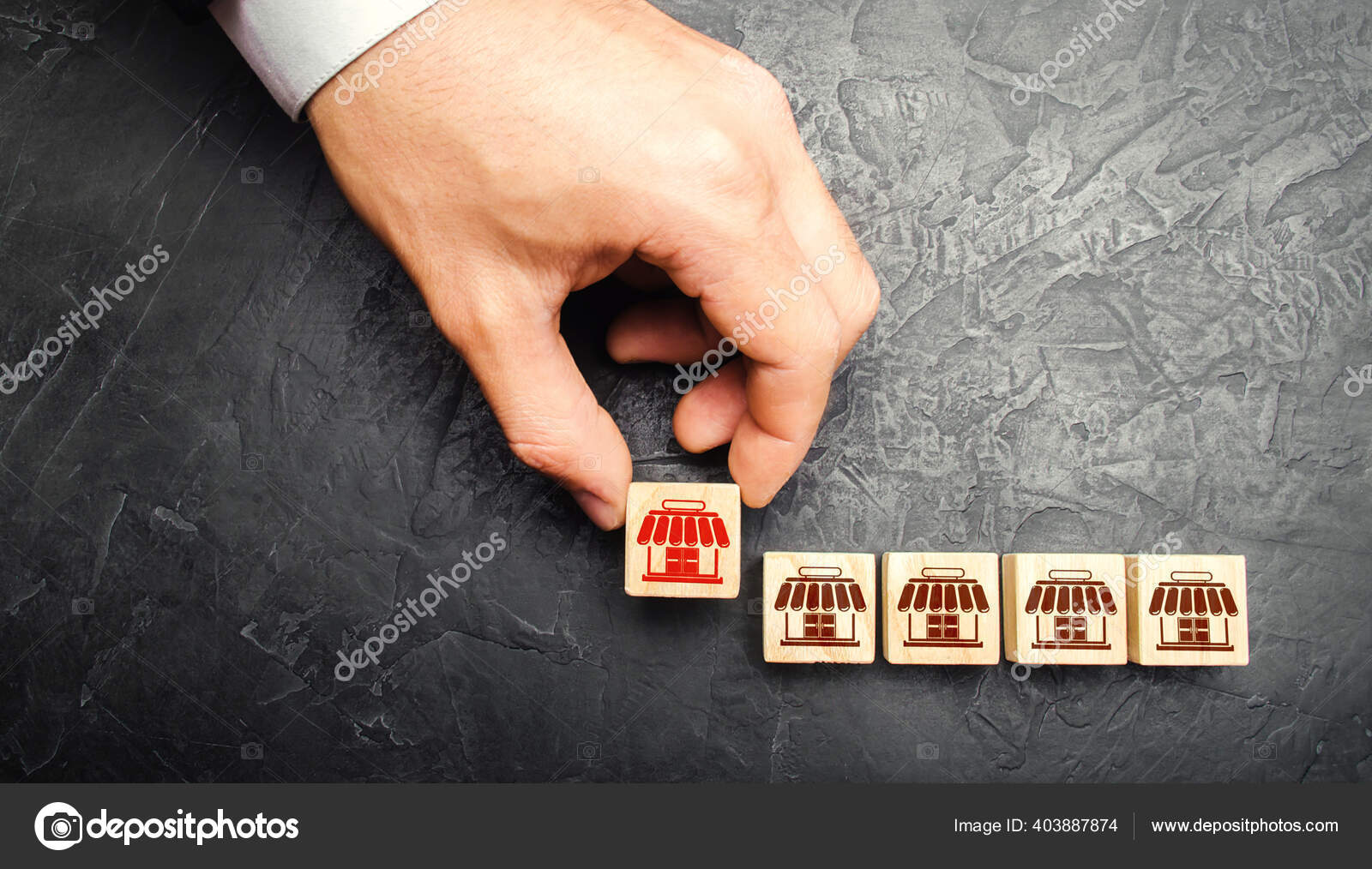 Man Adding Block Store Icon Others Franchise Commercial Concession ...