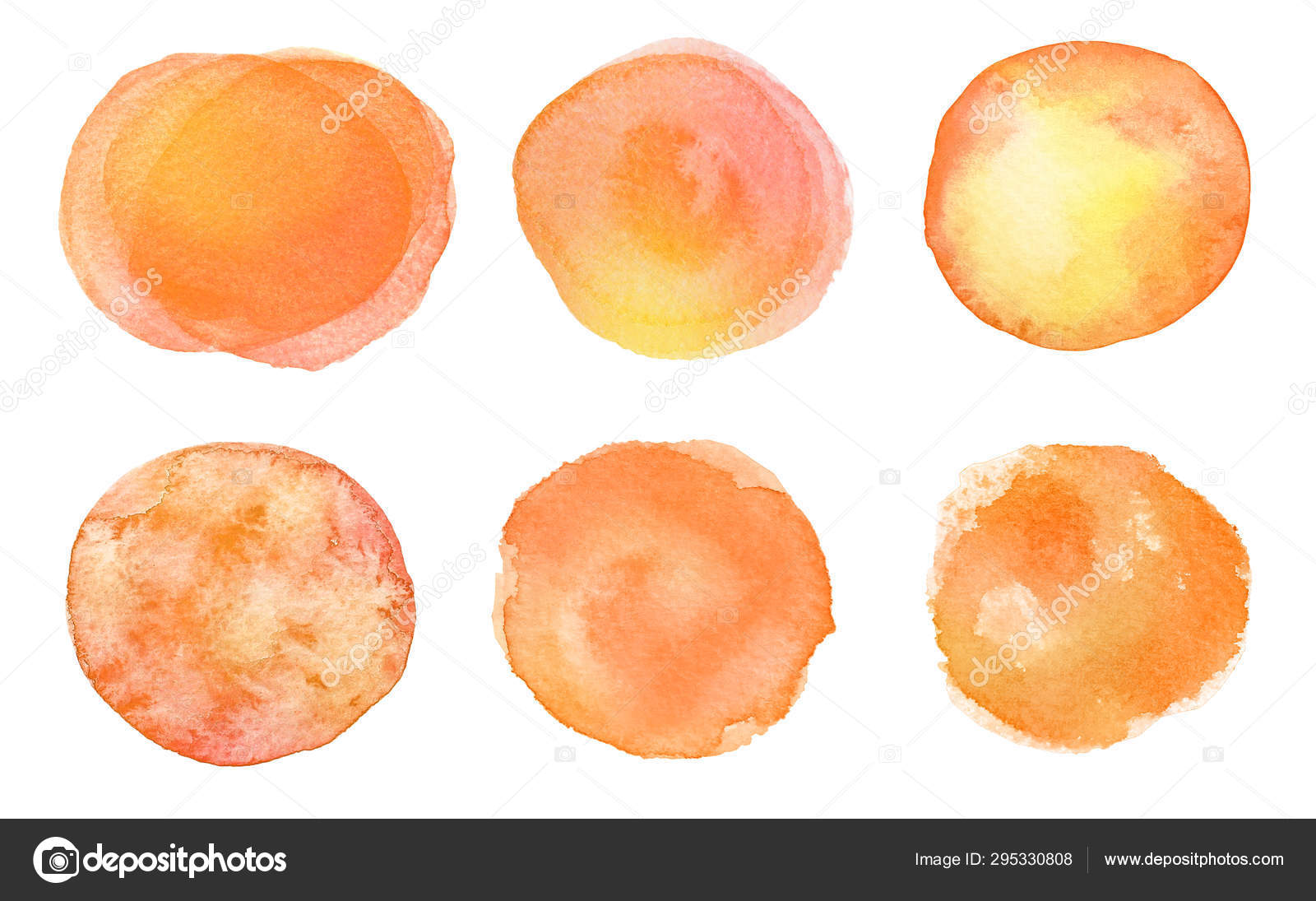 Collection Watercolor Abstract Orange Yellow Brush Strokes Creative ...