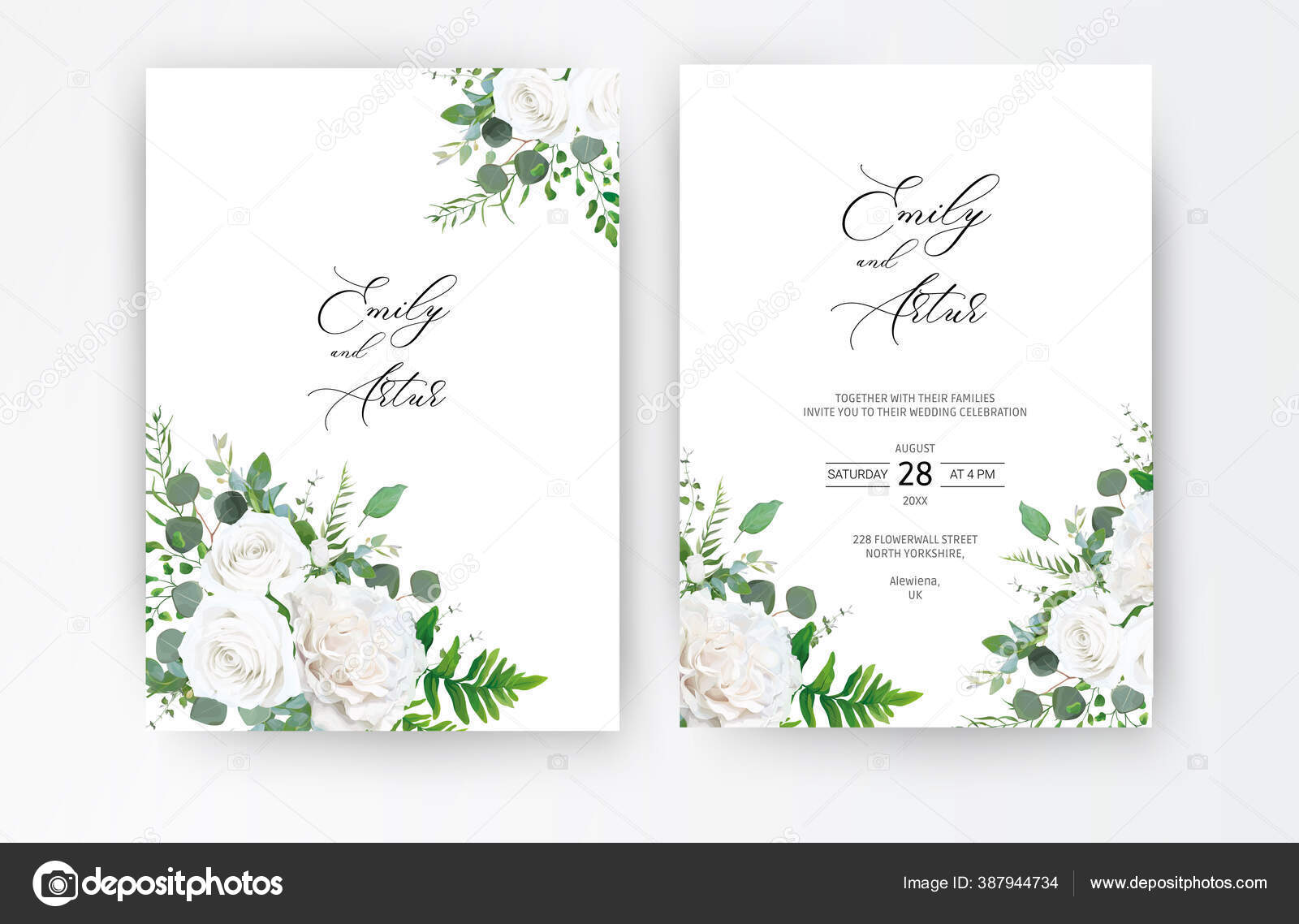 Wedding Invite Invitation Date Card Vector Floral Frame Design Ivory ...