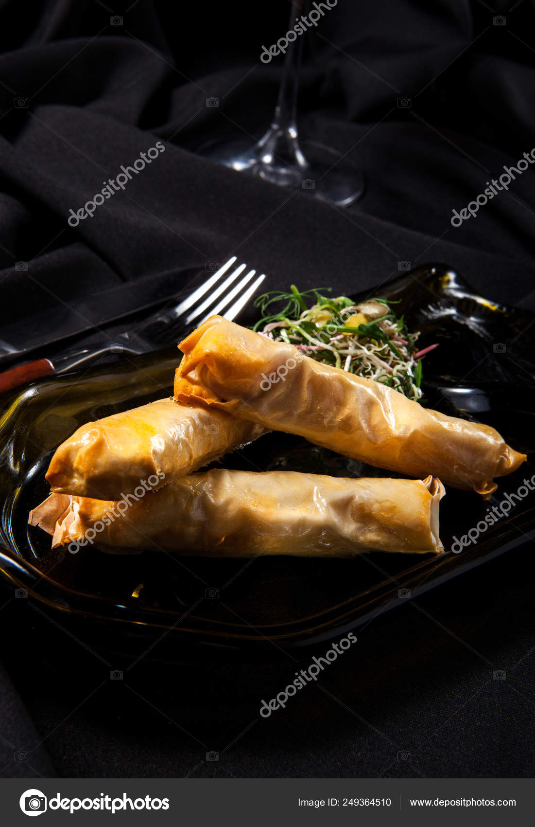 Filo Phyllo Parcels Dark Background Stock Photo by ©Aksinyaeskova 249364510
