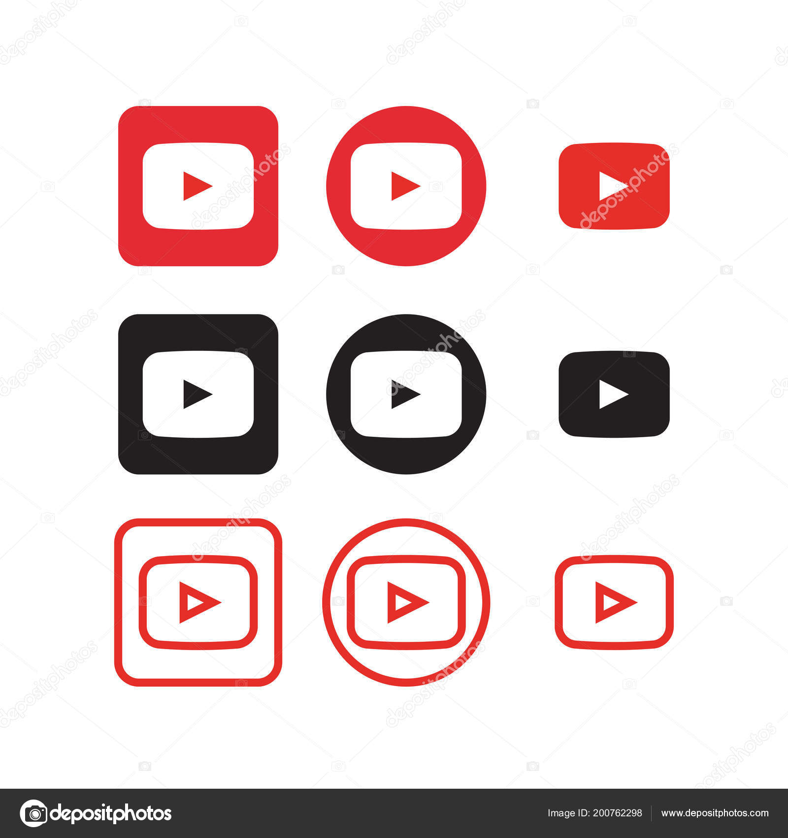 Collection Youtube Social Media Icons Vector — Stock Vector © haris99 ...