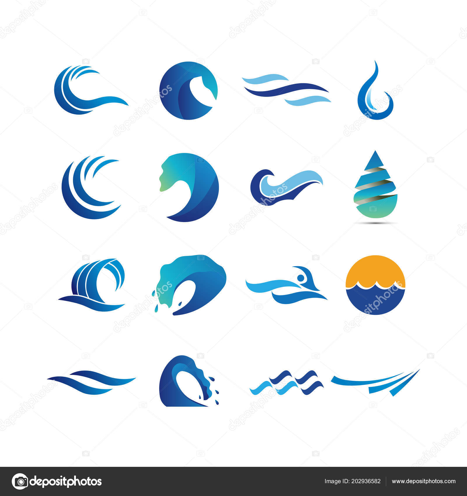 Collection Abstract Water Waves Logo Design Concept Stock Vector by ...