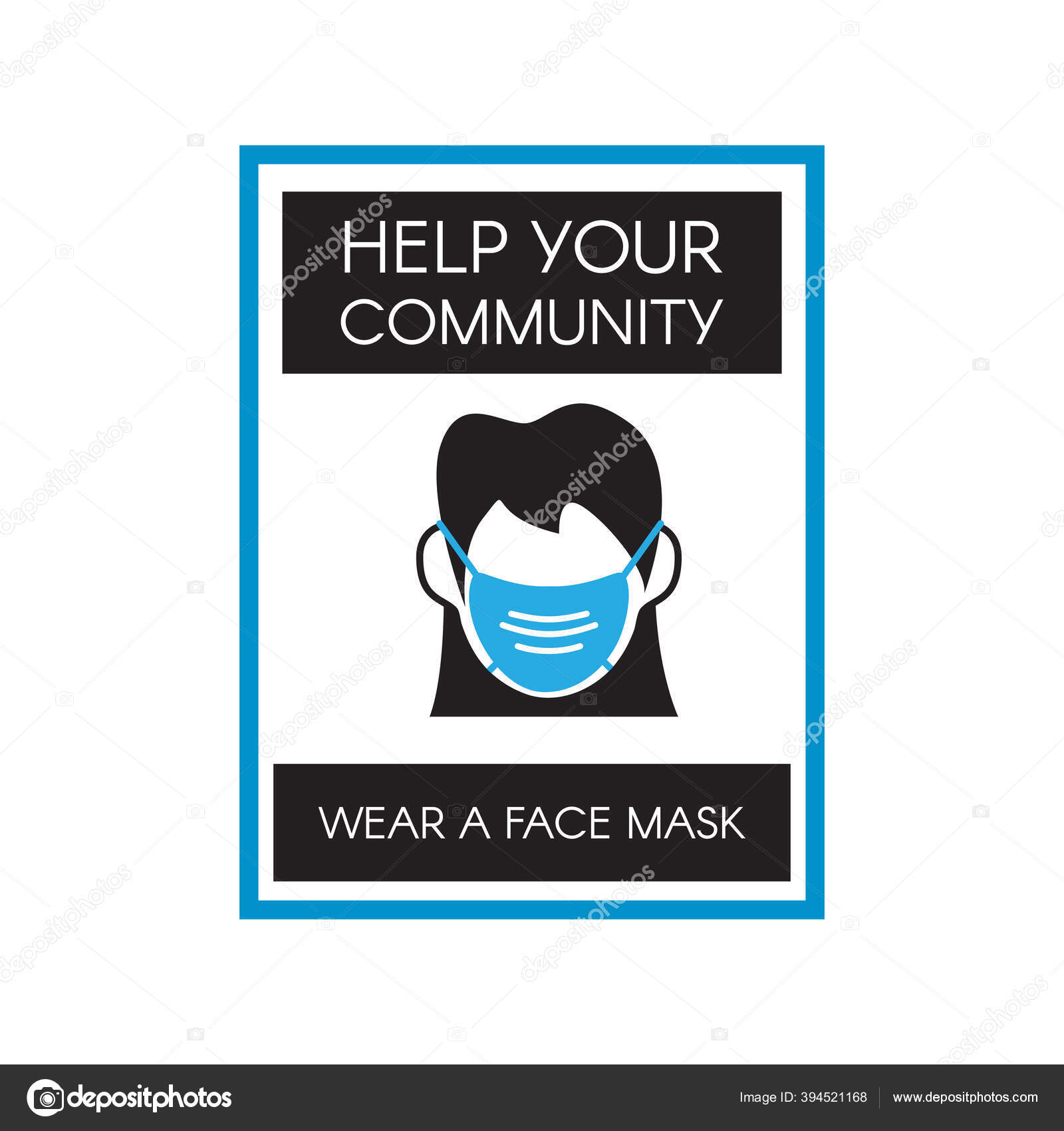 Face Mask Signage Template Vector Isolated Illustration Stock Vector ...
