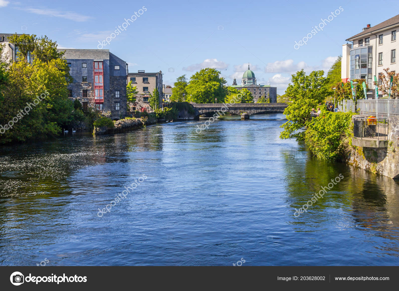 Corrib River Galway Cathedral Background Galway Ireland Stock Photo by ...