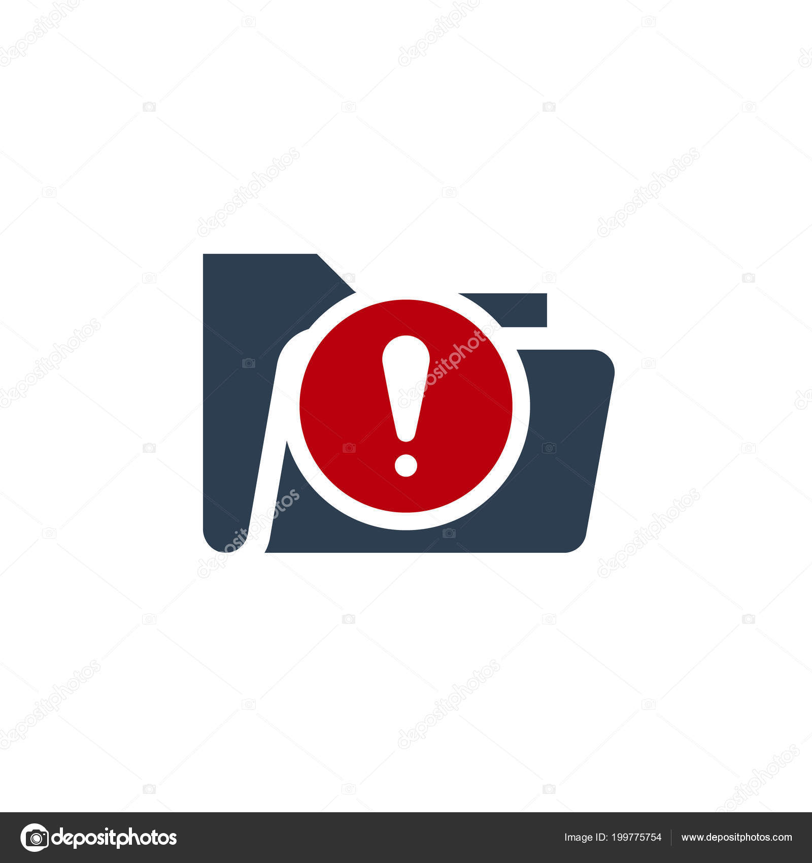 Folder icon, business icon with exclamation mark. Folder icon and alert ...