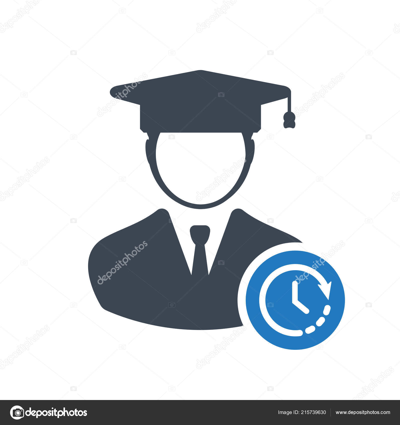 Student icon, education concept icon with time sign. Student icon and ...