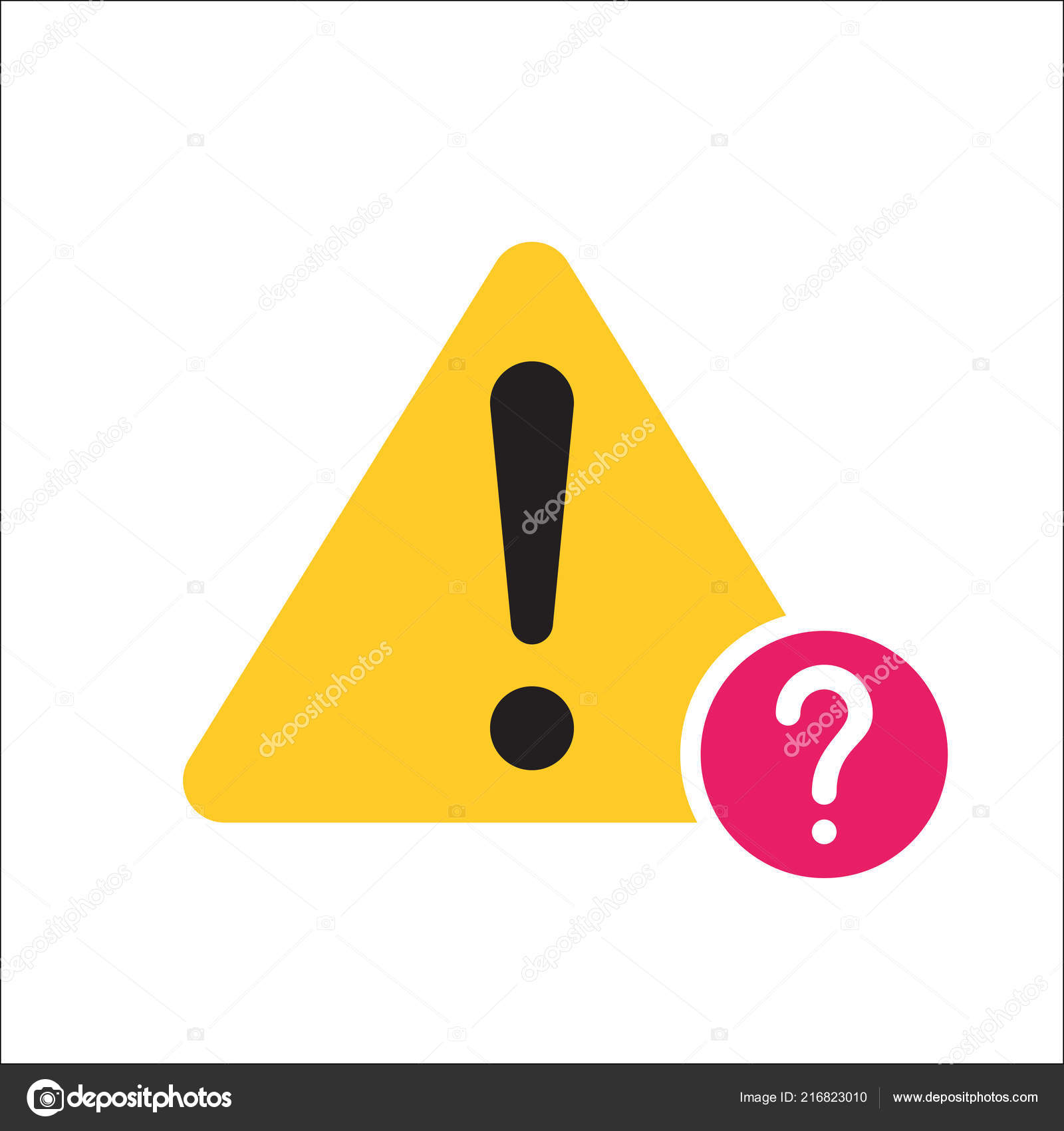 Warning triangle icon, Error, alert, problem, failure icon with question mark. Warning triangle ...