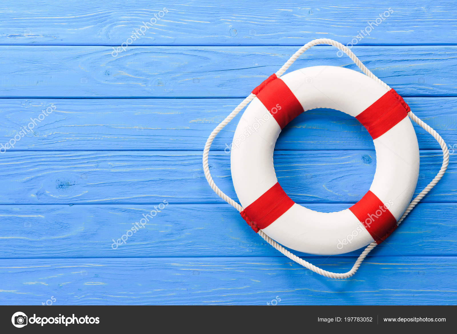 White Red Life Ring Blue Wooden Background — Stock Photo © MicEnin ...