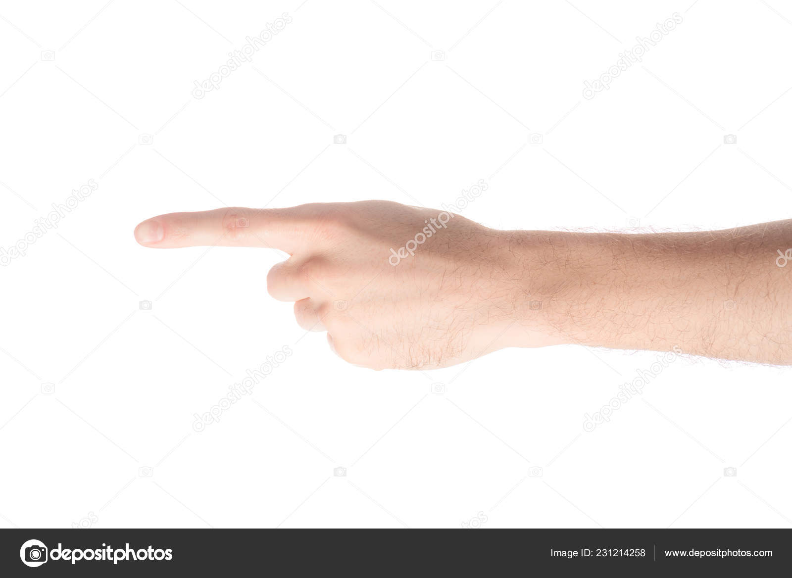 Cropped View Man Pointing Left Finger Isolated White — Stock Photo ...