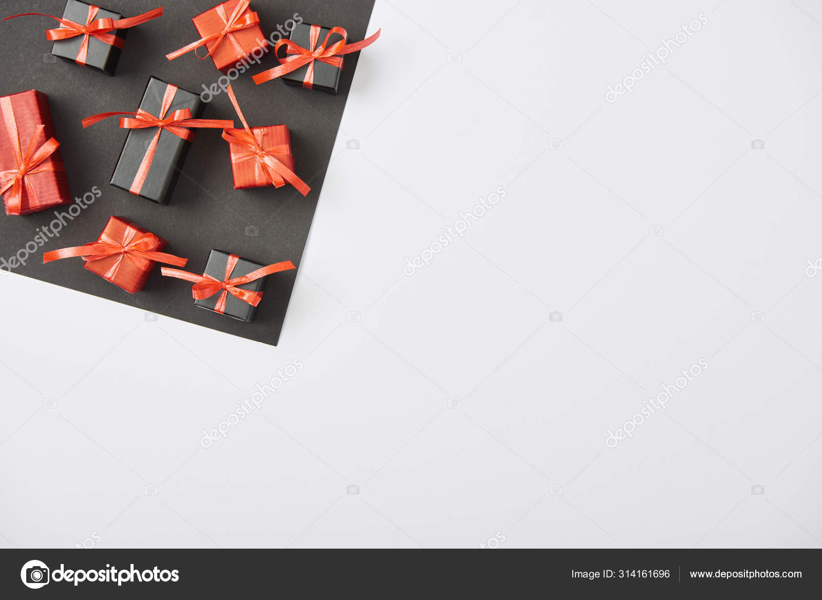 Top View Presents White Black Background Copy Space — Stock Photo ...
