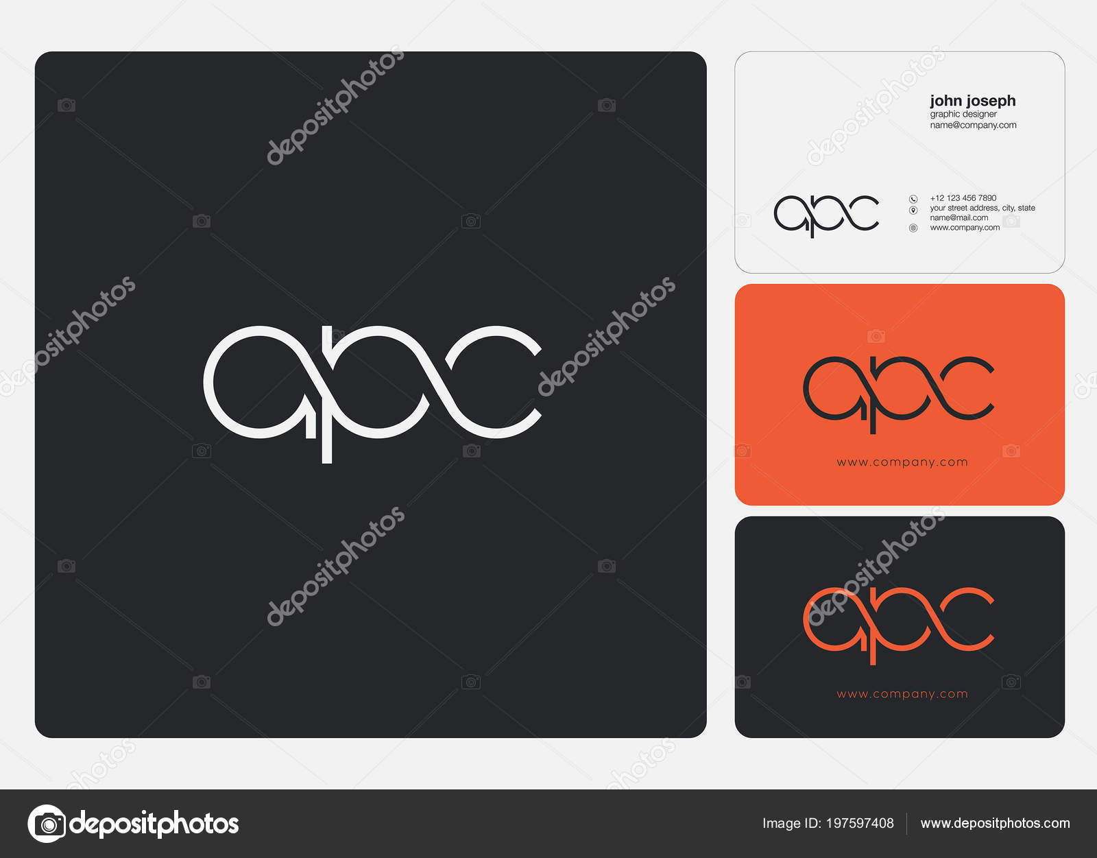 Letras Logo Apc Plantilla Para Tarjeta Visita Vector de stock por ...