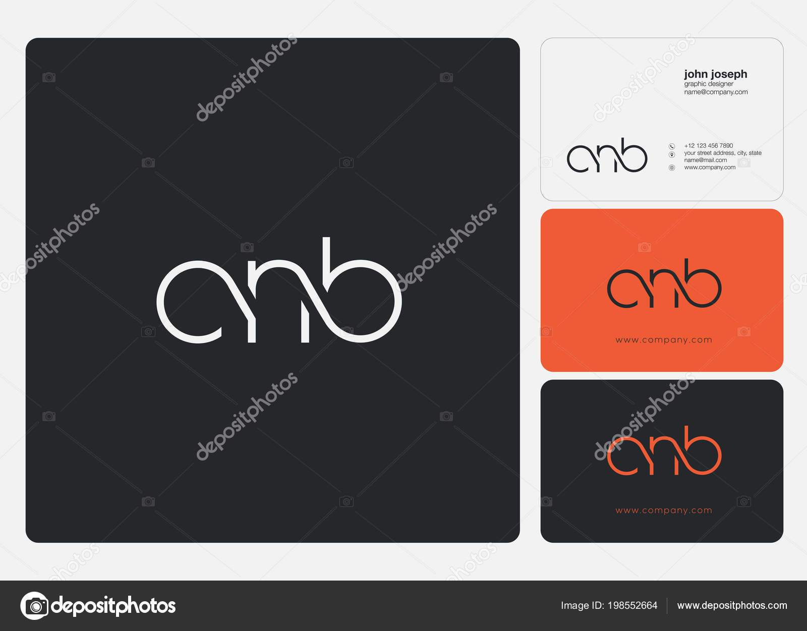 Letters Logo Cnb Template Business Card Stock Vector Image by ...