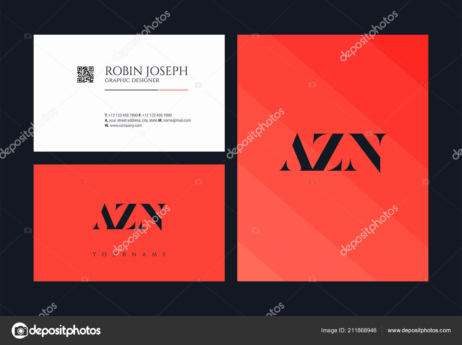 Logo Joint Azn Business Card Template Vector Stock Vector by ...