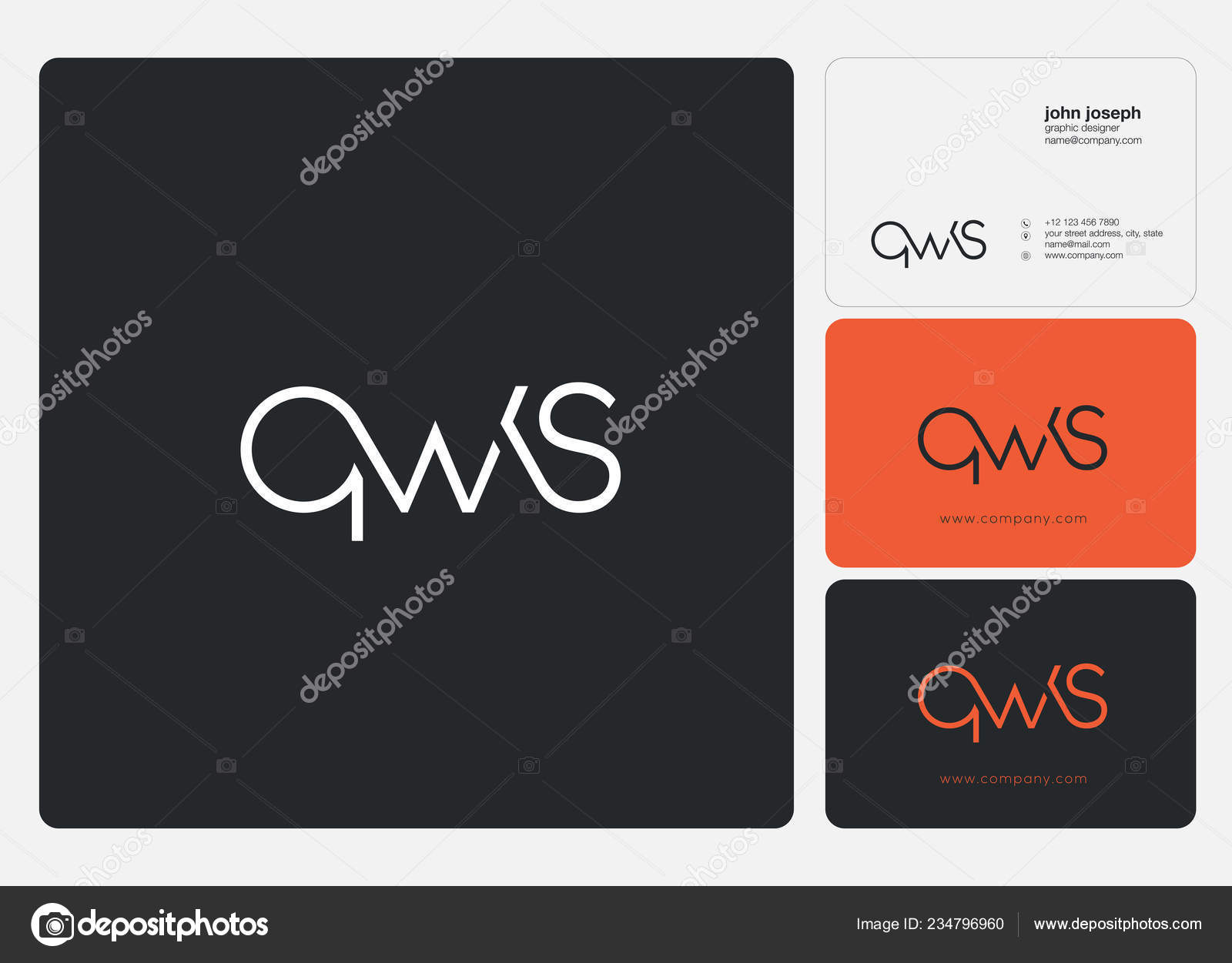 Logo Joint Qws Business Card Template Vector Vektor Stok oleh ...