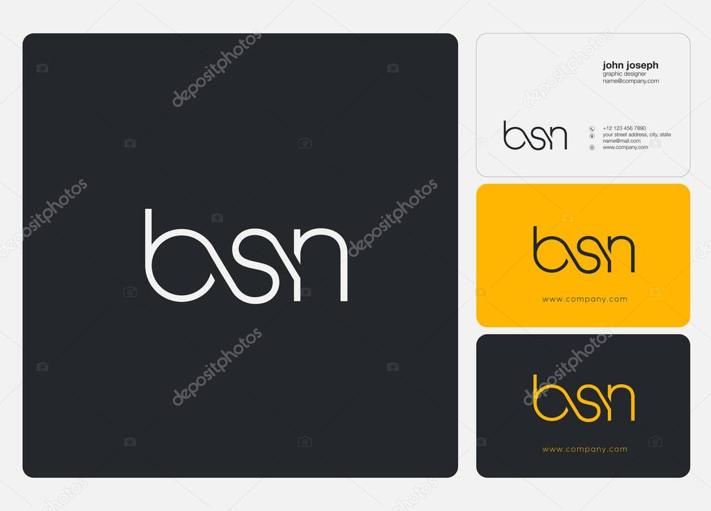 logo conjunto bsn para tarjeta de visita plantilla, vector 2023