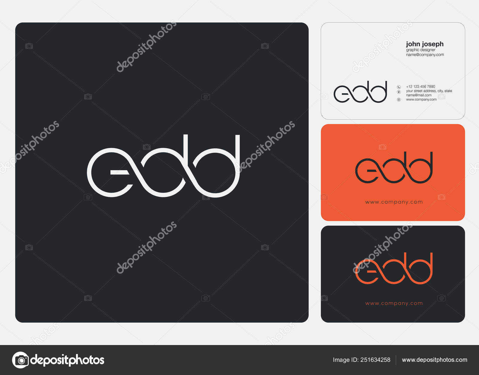 Logotipo Edd Conjunto Para Modelo Cartão Visita Vector Vetor de ...