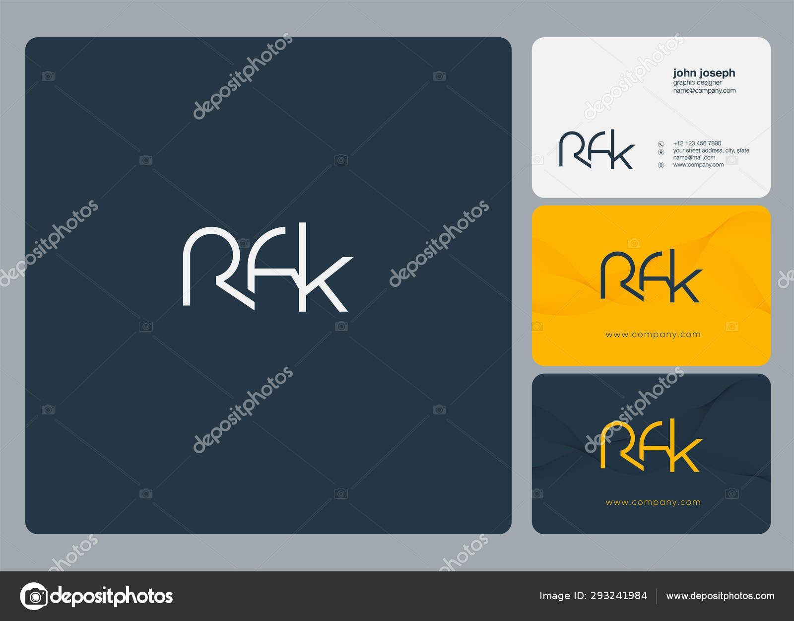 Logo Conjunto Rfk Para Tarjeta Visita Plantilla Vector Vector de stock ...