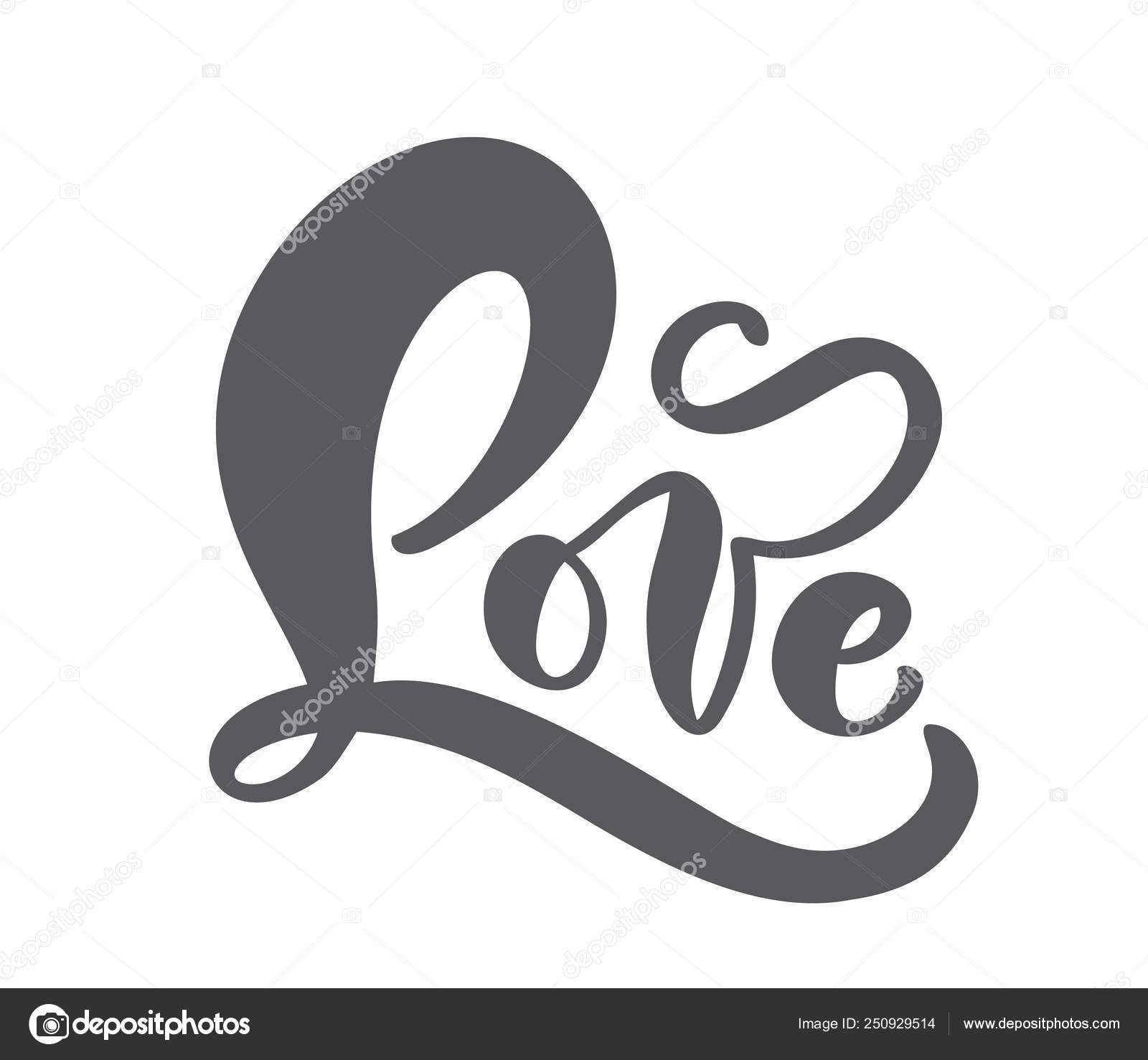 Red Love Handwritten vector ink lettering valentine concept. Modern ...