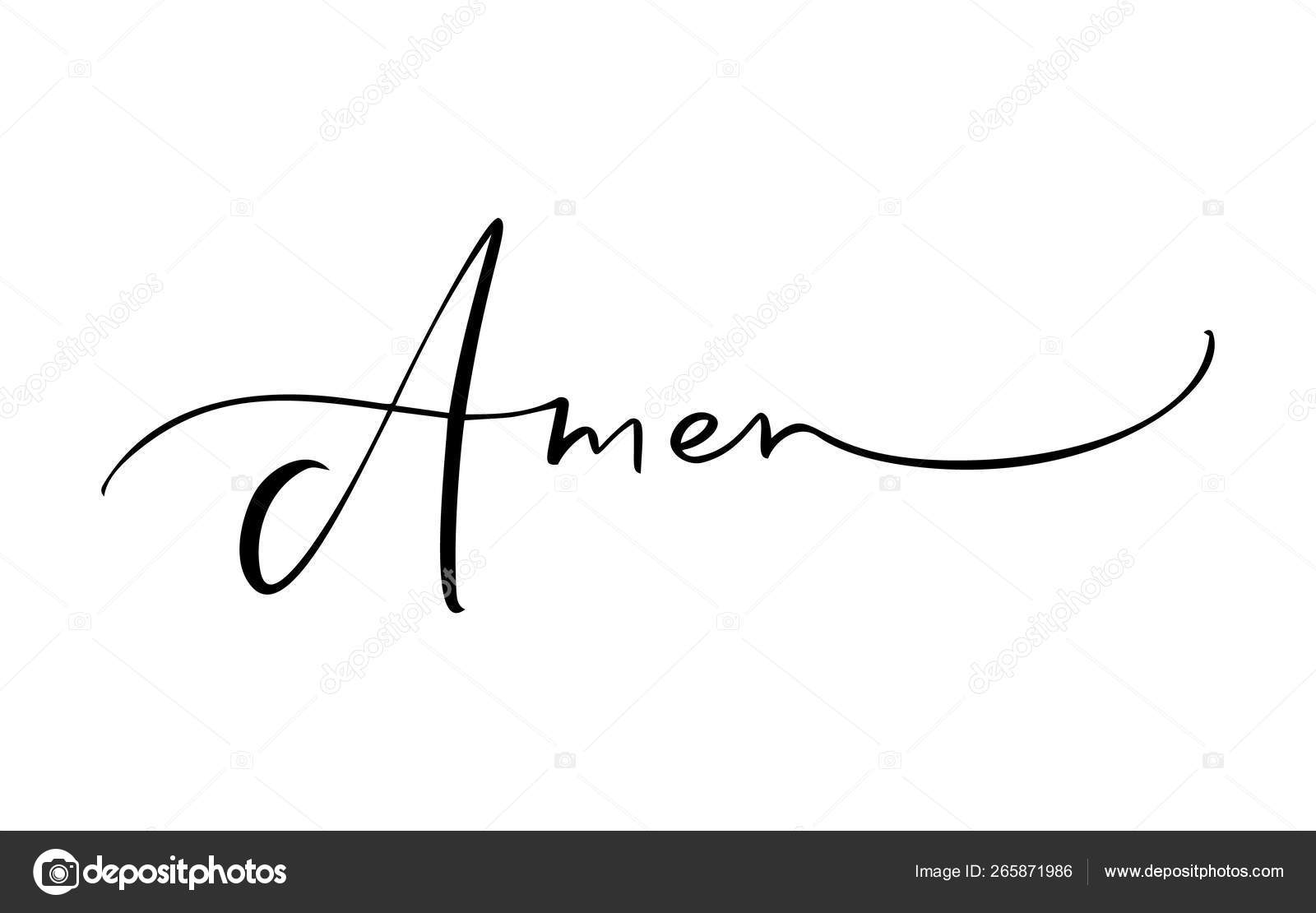 Amen vector calligraphy Bible text. Christian phrase isolated on white ...