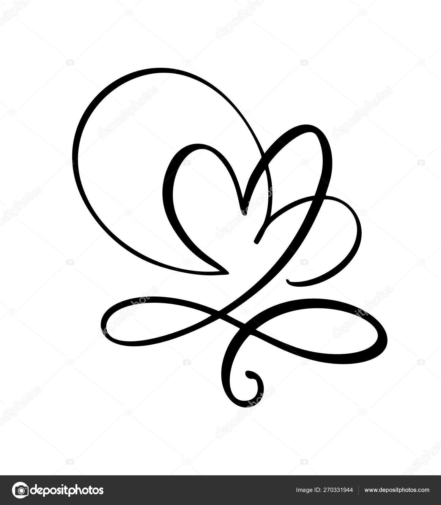 Hand drawn two Heart love sign. Romantic calligraphy vector of ...
