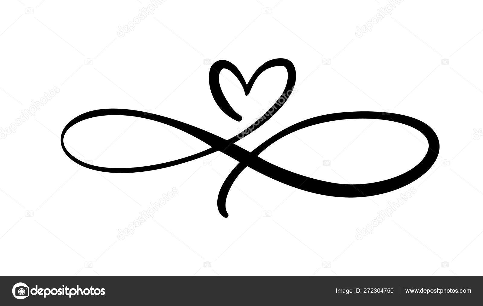 Love heart In the sign of infinity. Sign on postcard to Valentines day ...