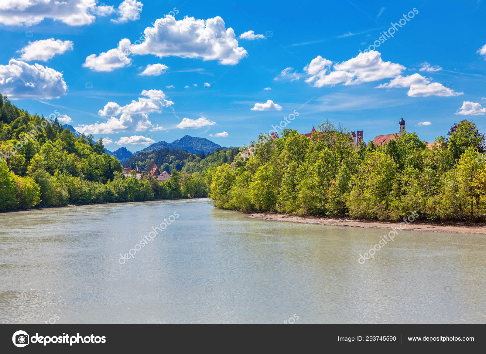 Lech River Scenery Fussen Town Germany — Stock Photo © Russieseo #293745590