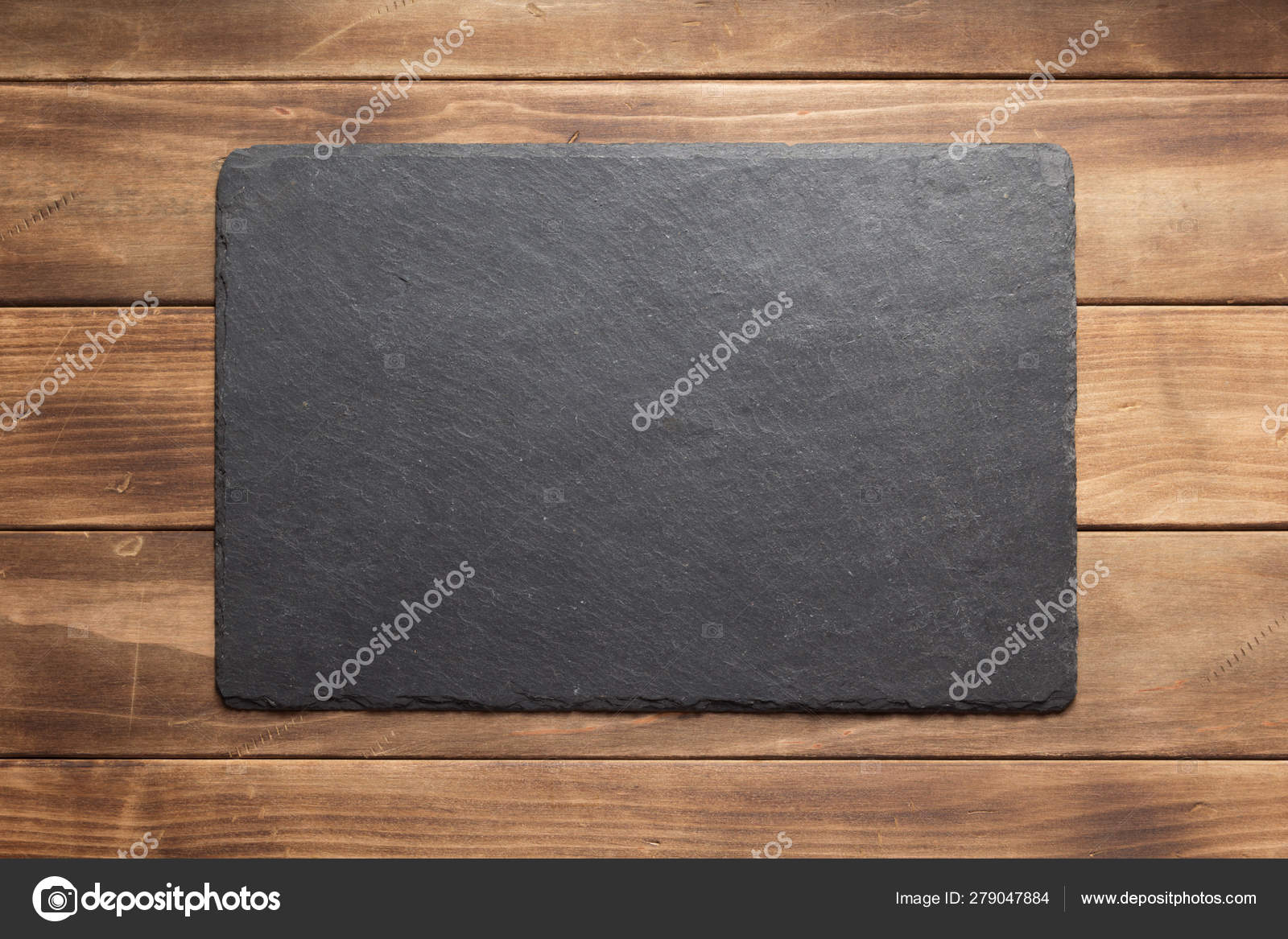 Slate stone sign board at wooden plank — Stock Photo © seregam #279047884
