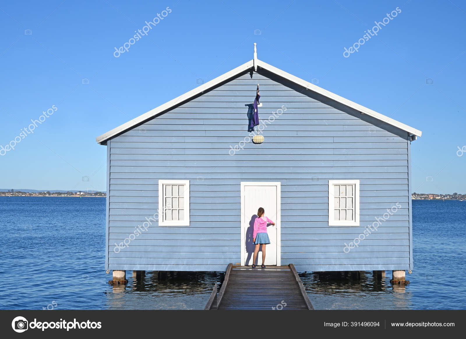 Australian Girl Visiting Blue Boat House Perth Western Australia ...